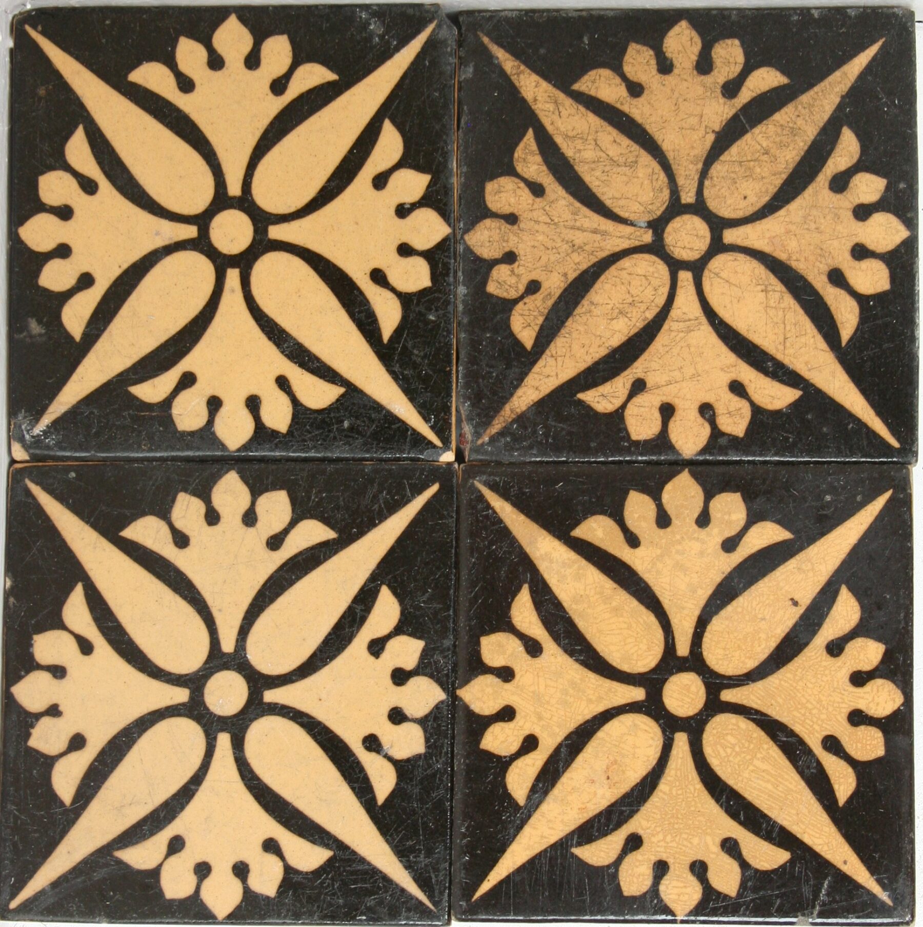 » 3″ encaustic black background with buff stock code 3110